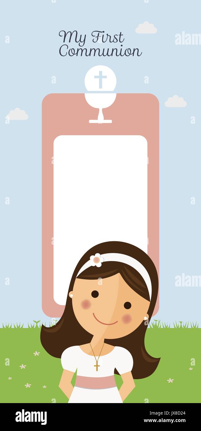 My first communion vertical invitation on blue sky invitation Stock ...