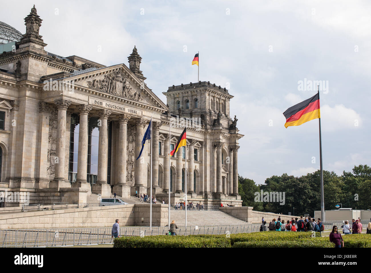 The German flag flying in front of the Reichstag Building in Berlin ...