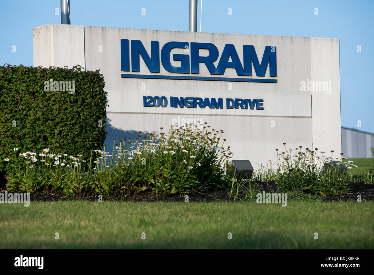 A logo sign outside of a facility occupied by the Ingram Content Group ...