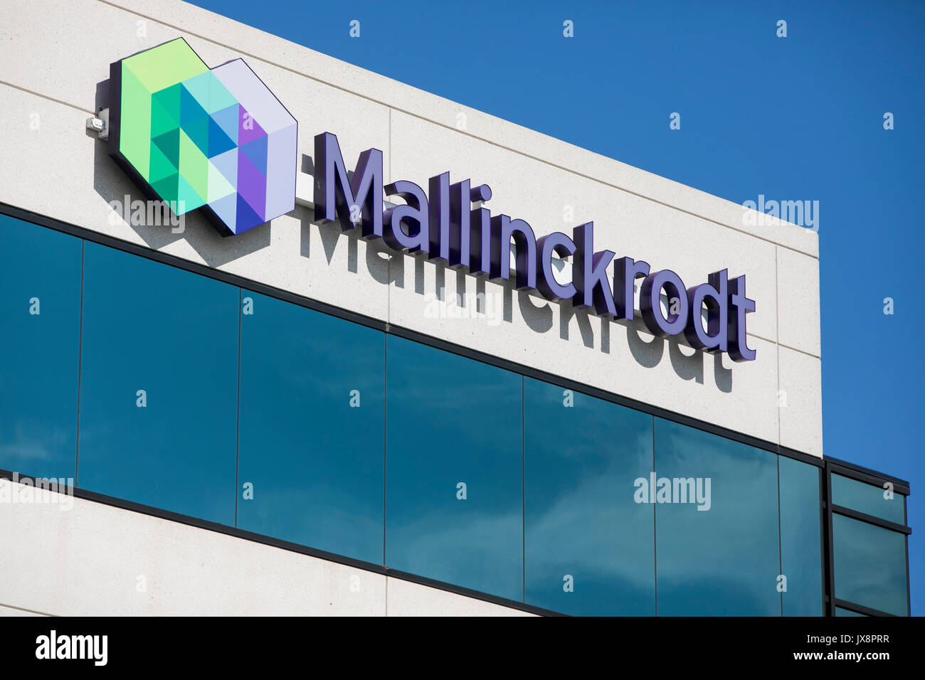 A logo sign outside of a facility occupied by Mallinckrodt ...