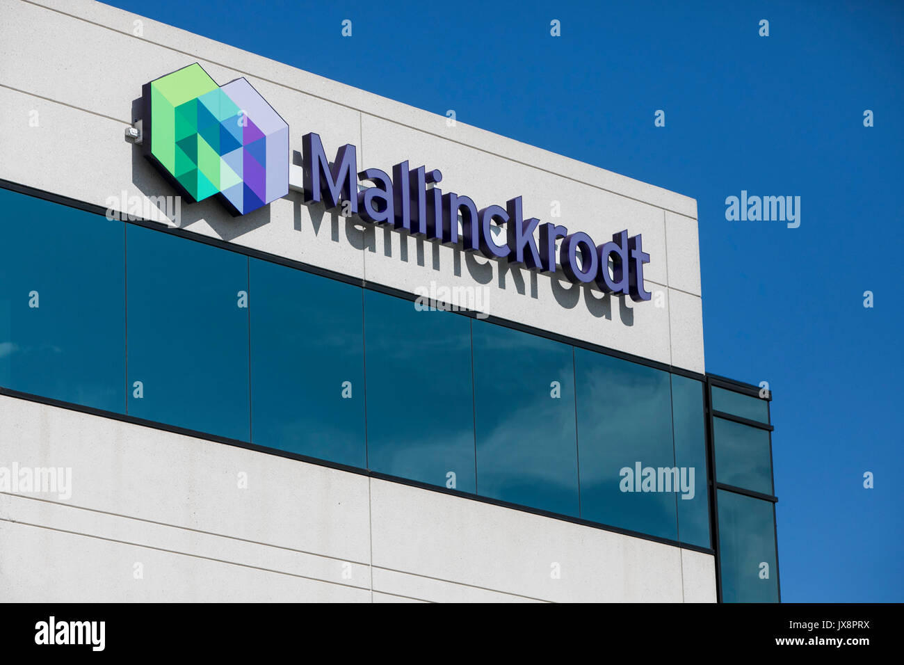 A logo sign outside of a facility occupied by Mallinckrodt ...