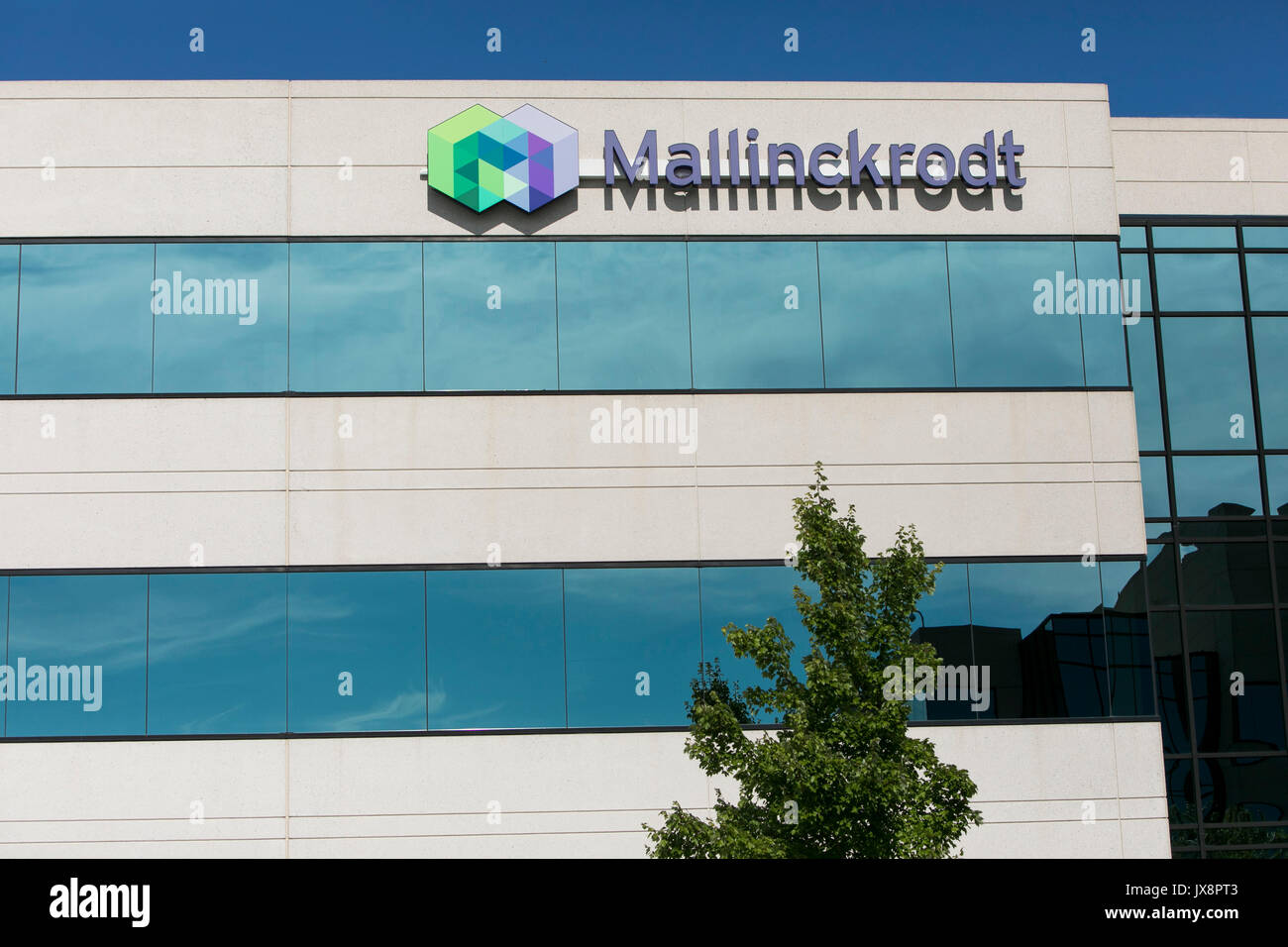 A logo sign outside of a facility occupied by Mallinckrodt ...