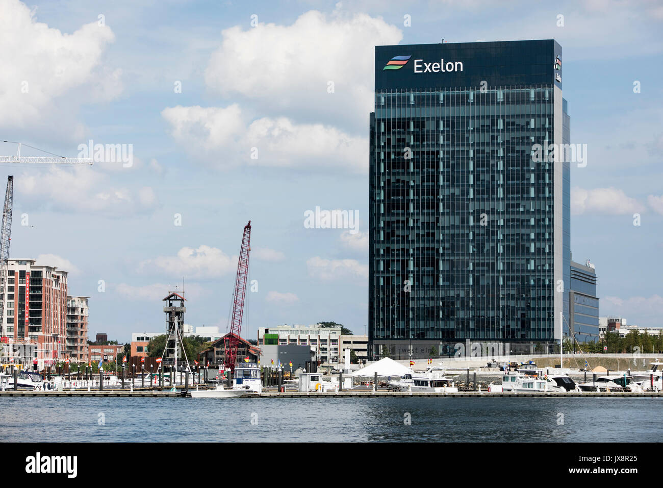 A logo sign outside of a facility occupied by the Exelon Corporation in ...