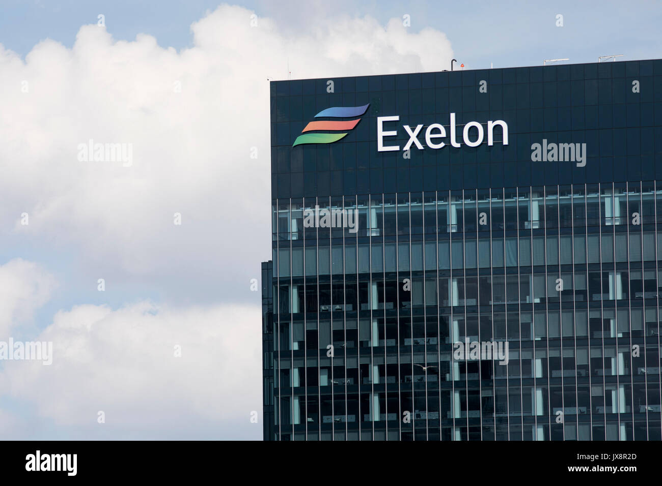 A logo sign outside of a facility occupied by the Exelon Corporation in ...