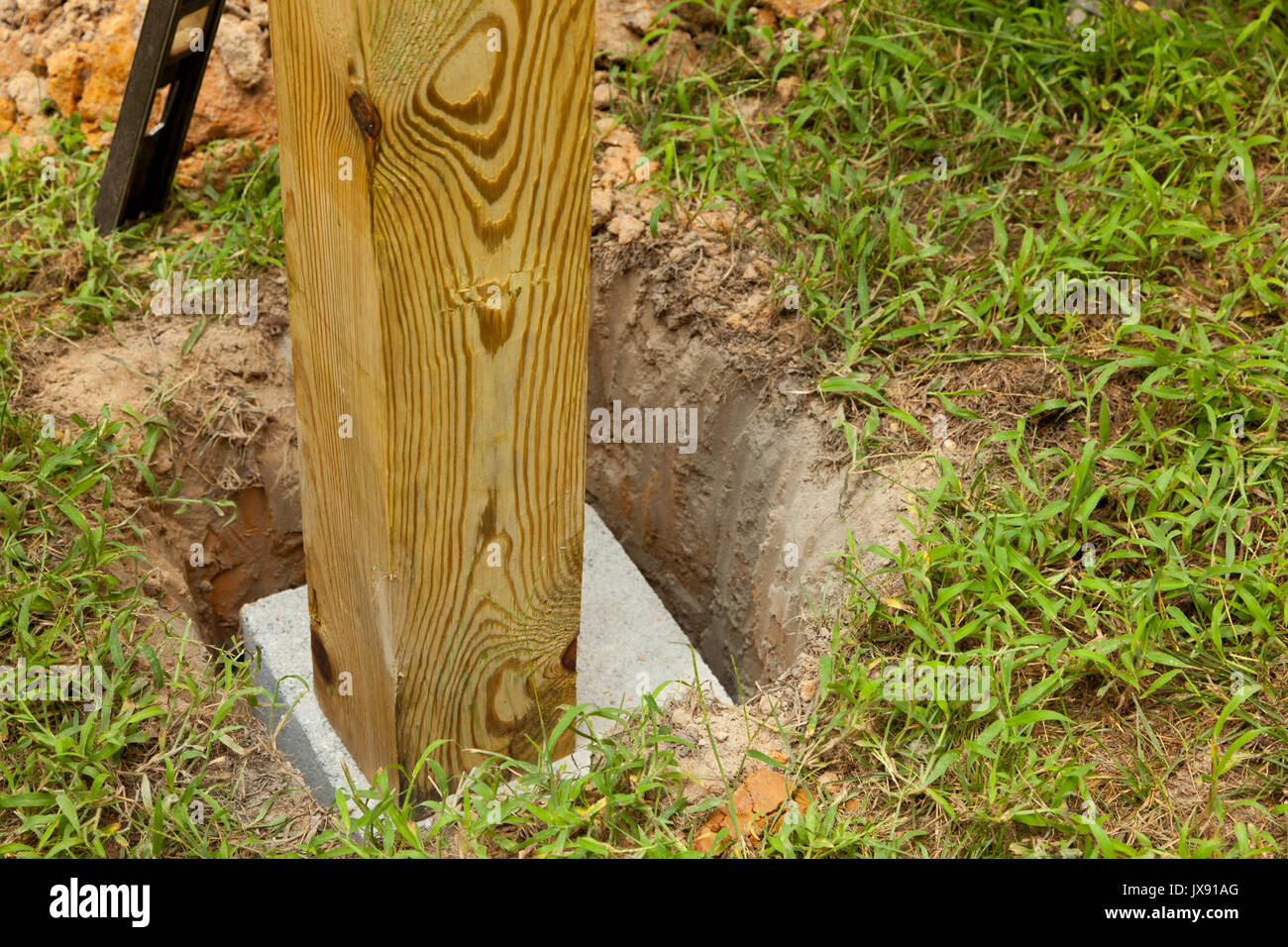 cement blocks used for wood beam footings Stock Photo - Alamy