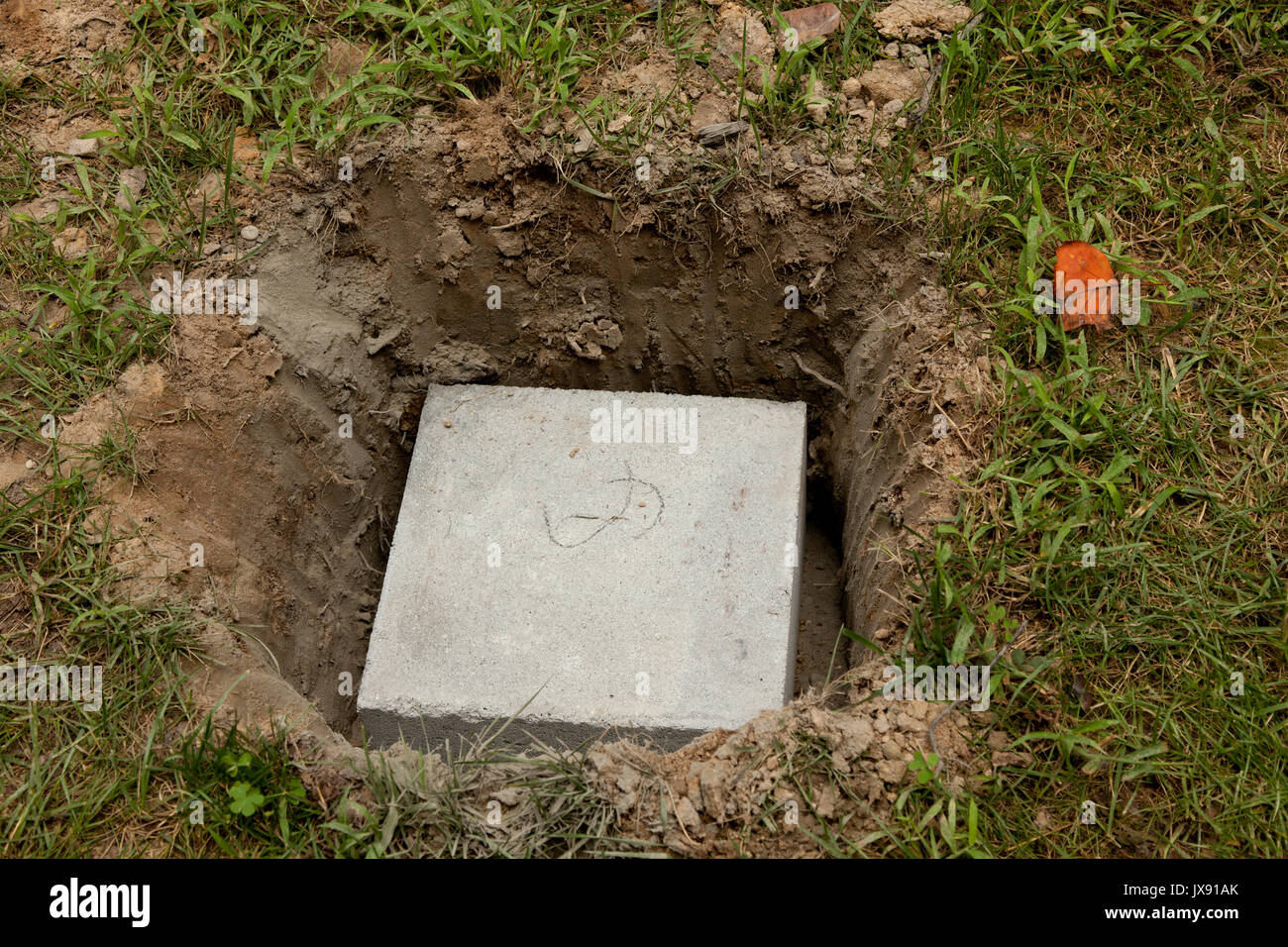cement blocks used for wood beam footings Stock Photo - Alamy