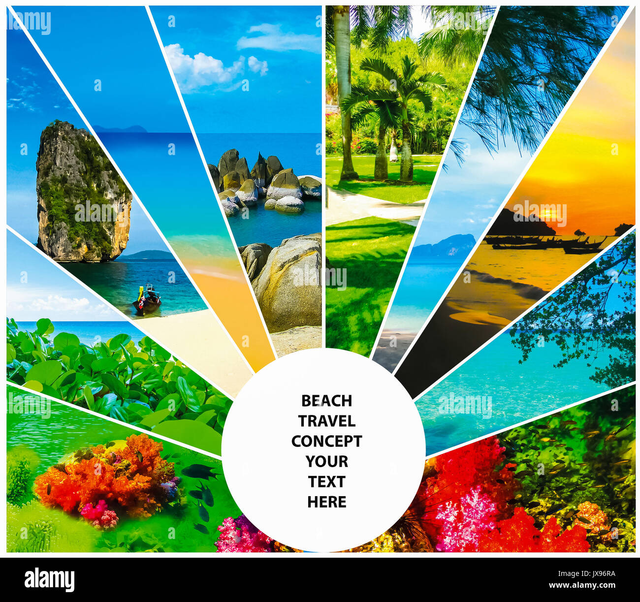 Collage of summer beach images - nature and travel background Stock ...