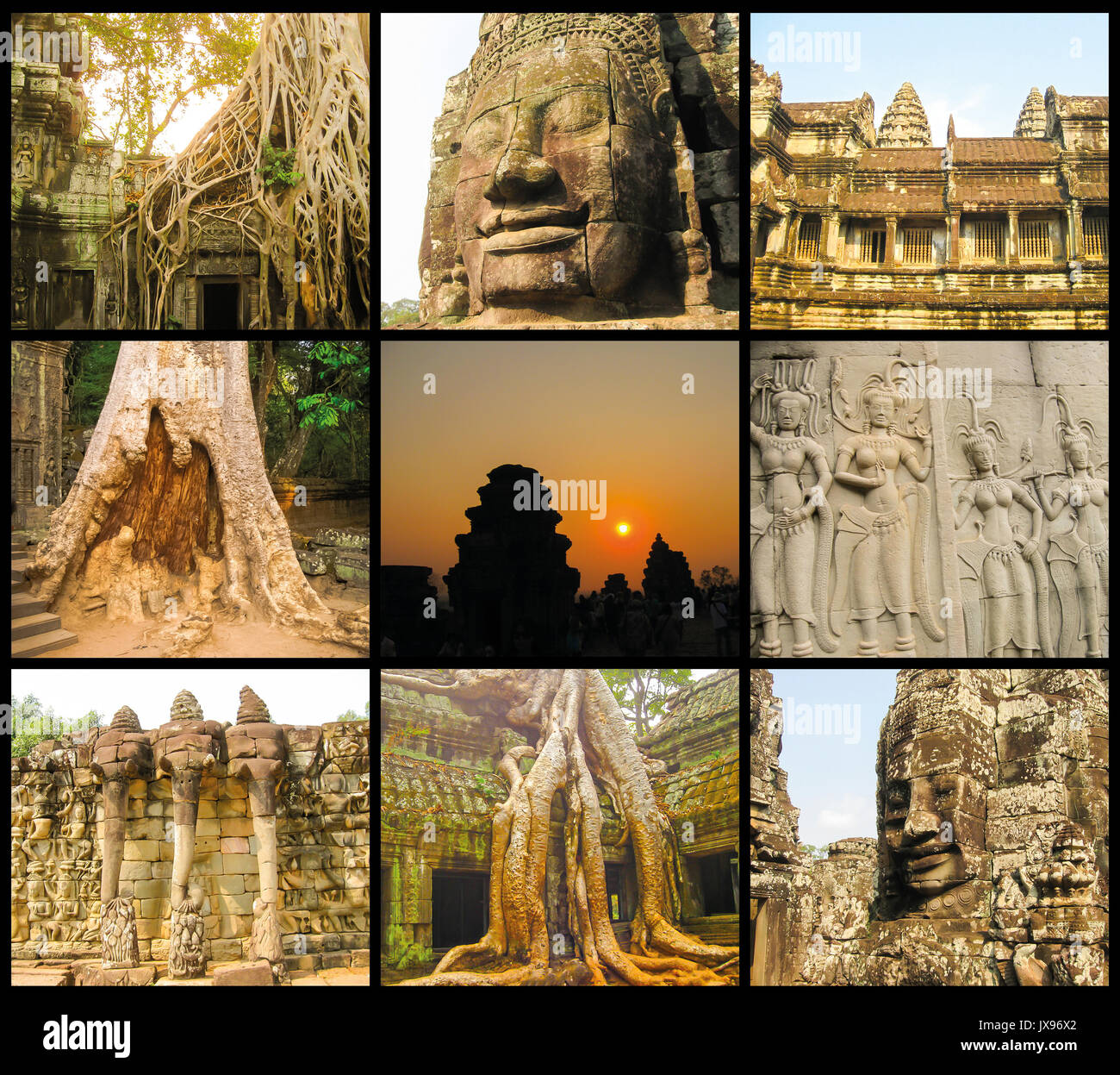 The collage from images of Angkor Wat in Cambodia Stock Photo - Alamy