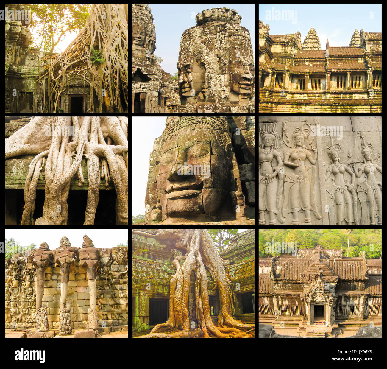 The collage from images of Angkor Wat in Cambodia Stock Photo - Alamy