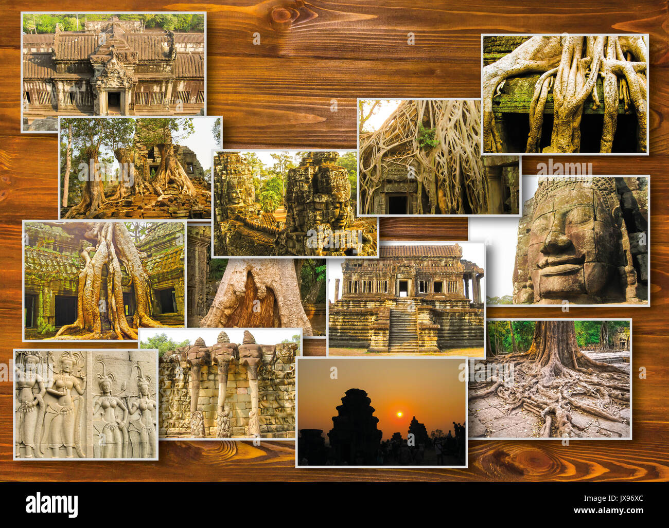 The collage from images of Angkor Wat in Cambodia Stock Photo - Alamy