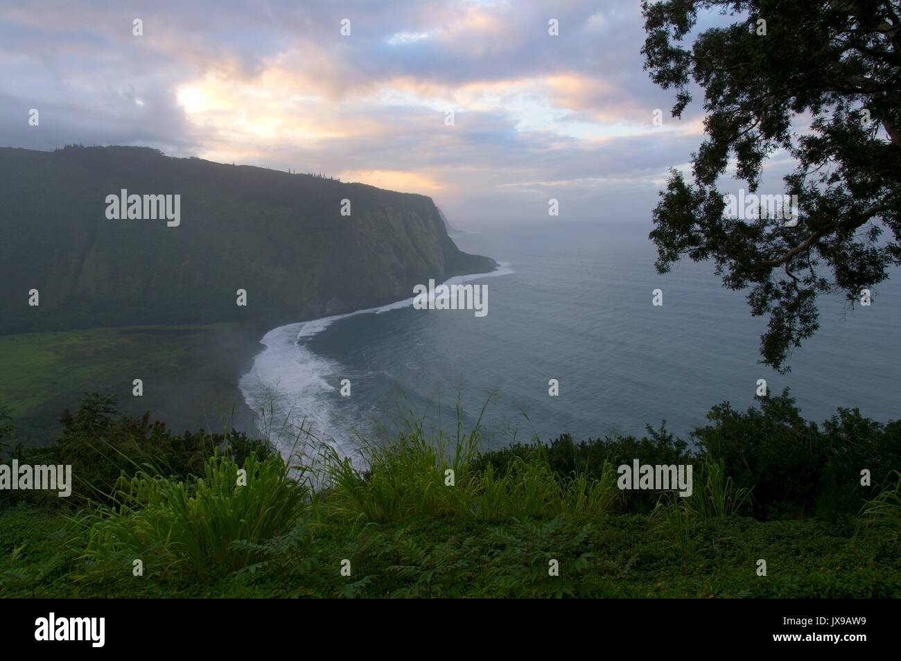 Ocean cliff views along the north coast of Hawaii from the Waipio ...