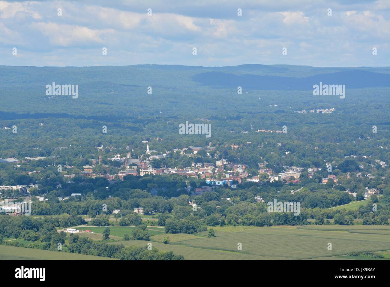The view from the summit of Mount Holyoke in Hadley Massachusetts along ...