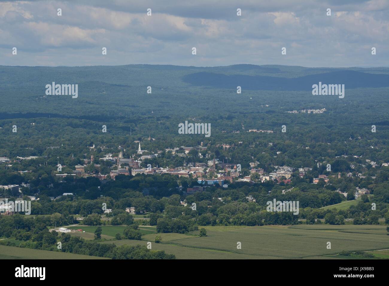 The view from the summit of Mount Holyoke in Hadley Massachusetts along ...