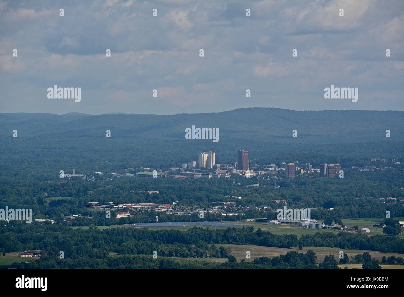 The view from the summit of Mount Holyoke in Hadley Massachusetts along ...