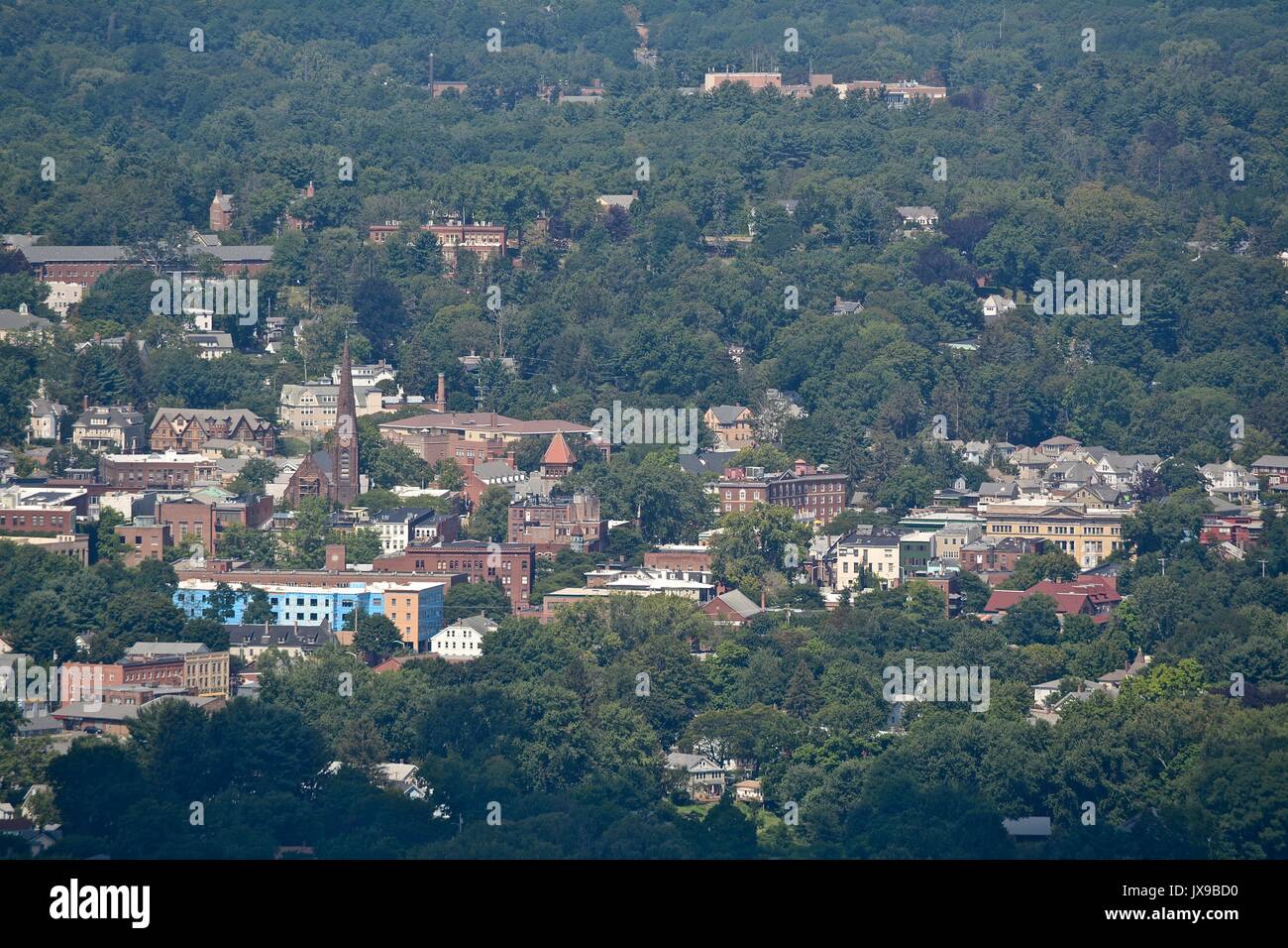 The view from the summit of Mount Holyoke in Hadley Massachusetts along ...