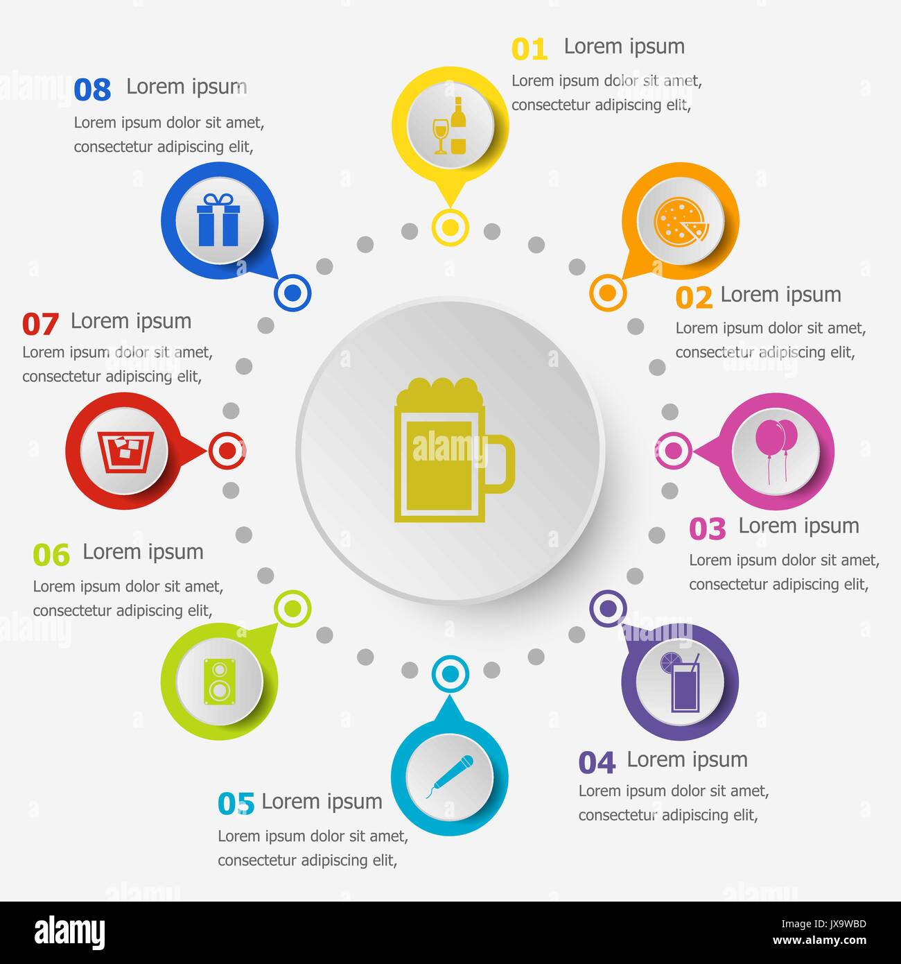 Infographic template with party icons, stock vector Stock Vector Image ...