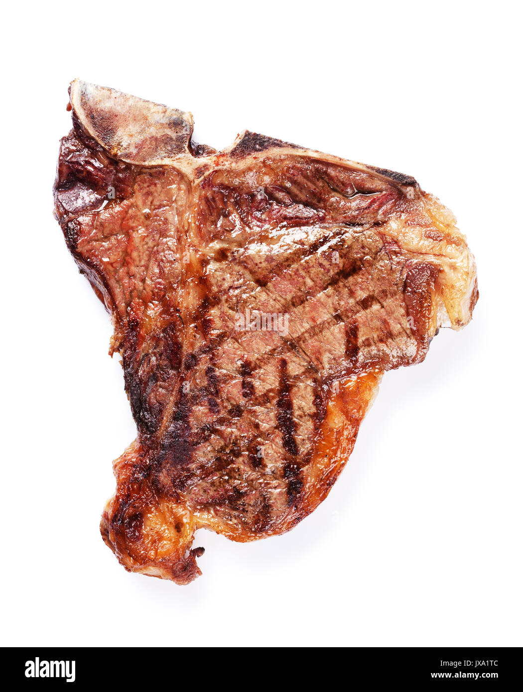 Grilled T-bone steak. Isolated on white background. Top view Stock ...