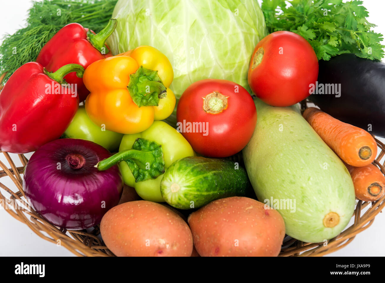 Set of fresh mixed vegetables on white background Stock Photo - Alamy