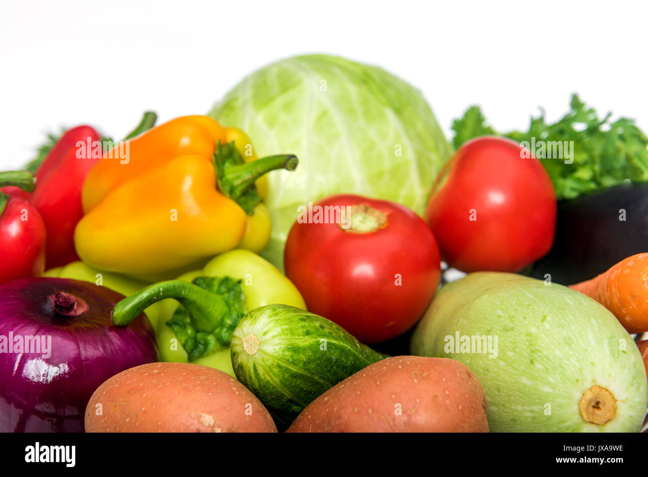 Set of fresh mixed vegetables on white background Stock Photo - Alamy