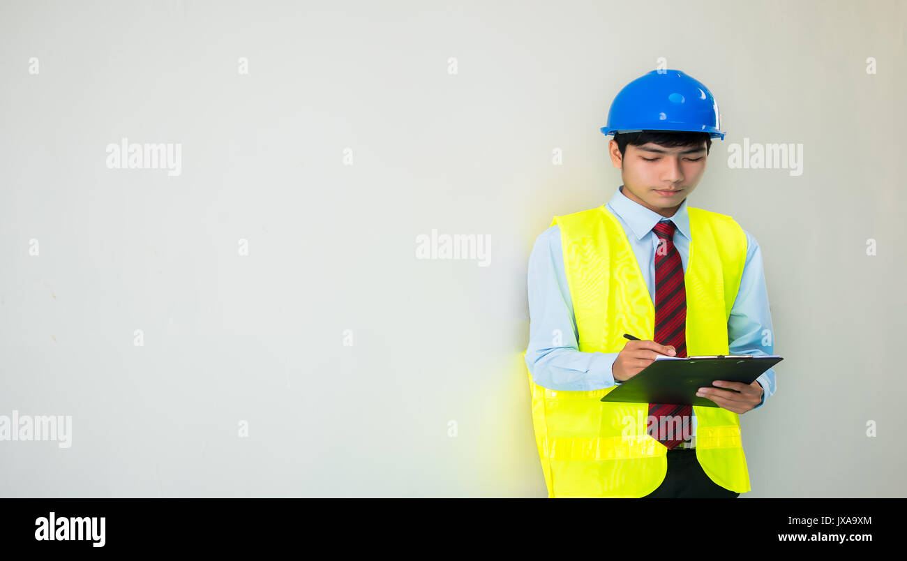 The engineers are writing the report in construction concept Stock ...