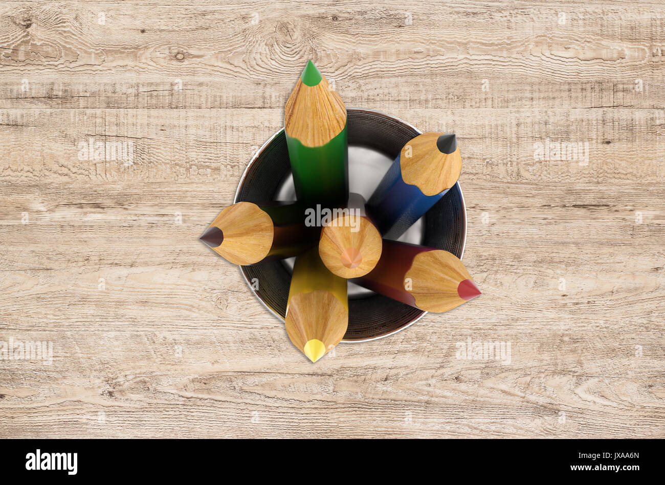 bunch of colored pencils top view Stock Photo - Alamy