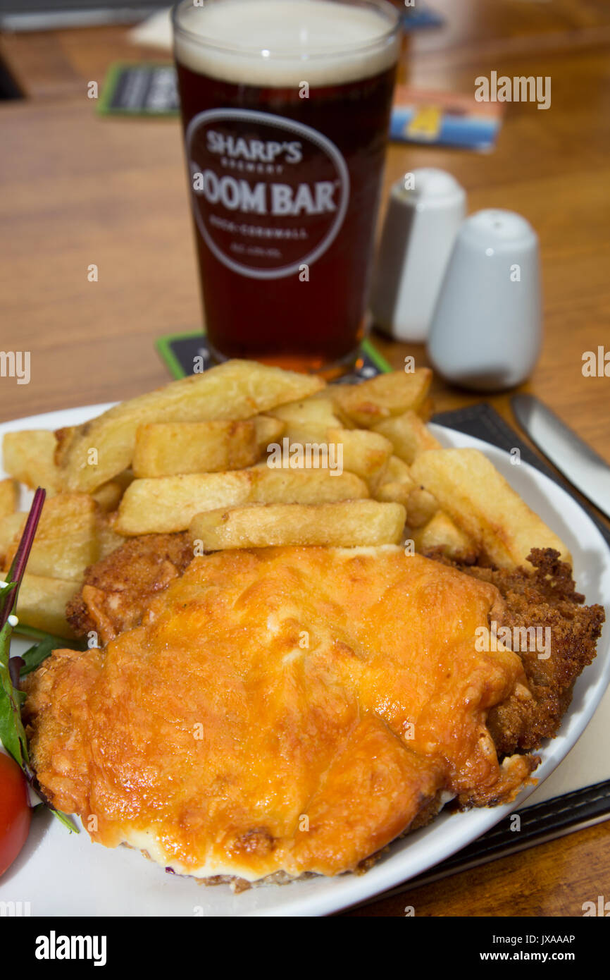Chicken Parmo served for lunch in an English Country pub/bar/restaurant ...