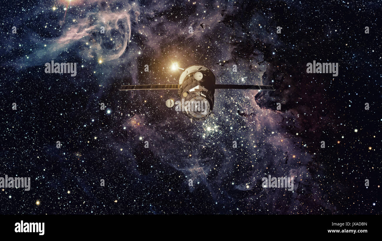 Spacecraft Progress orbiting the space. Elements of this image ...