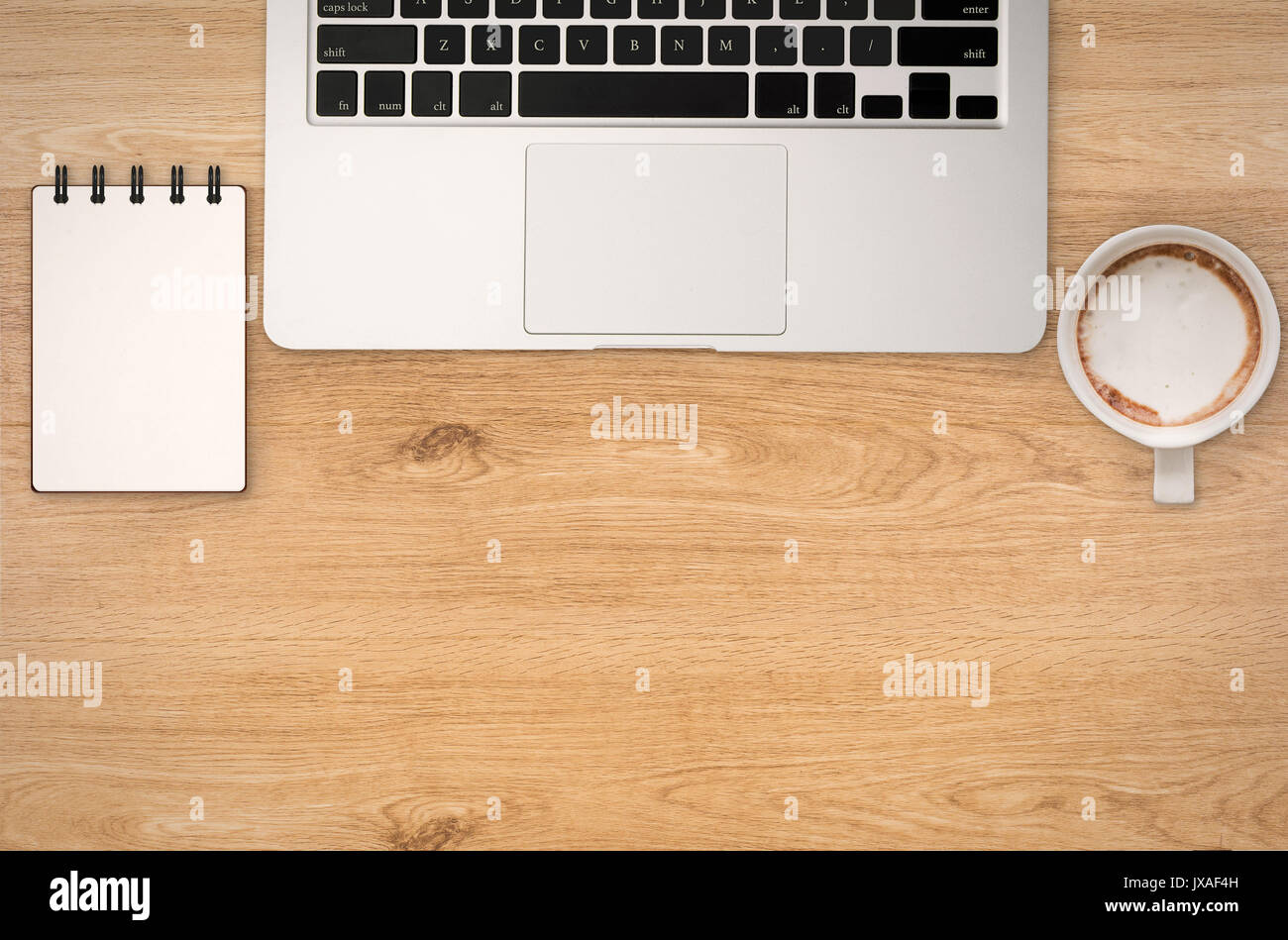 office desk top view with computer notebook Stock Photo - Alamy
