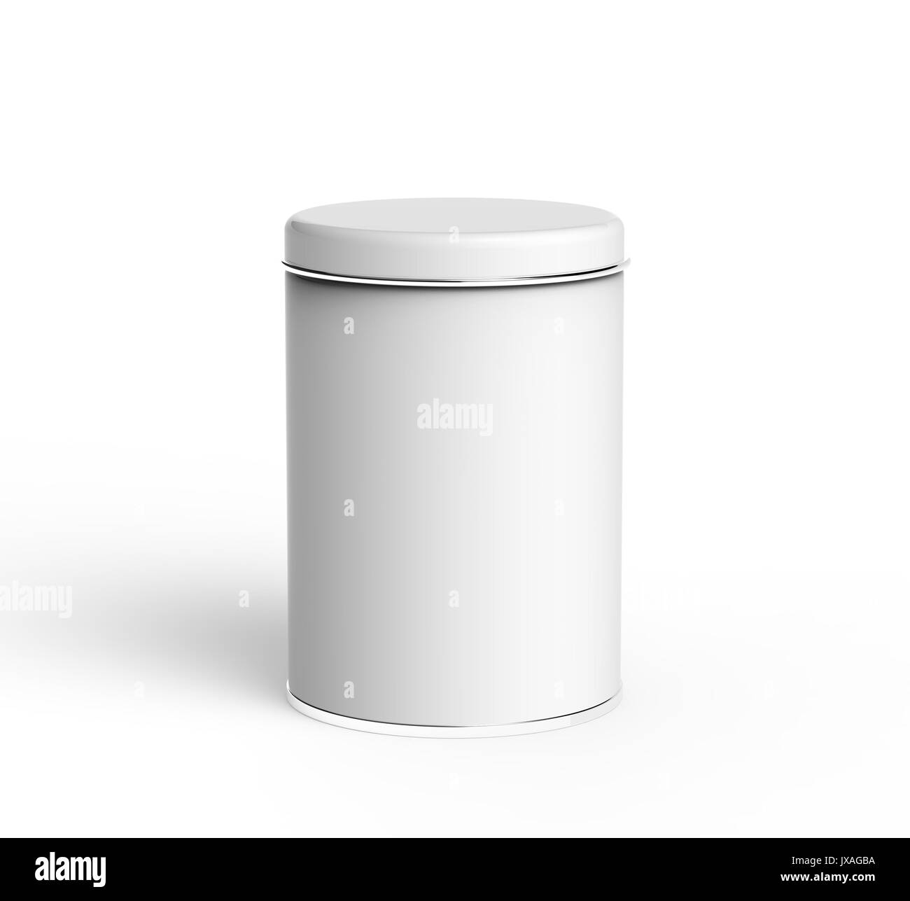 Metal tin mockup, blank round tin can template with glossy surface in ...