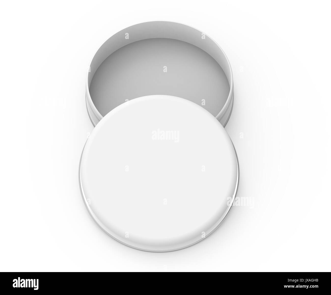 Short metal tin mockup, blank round tin can template with glossy ...