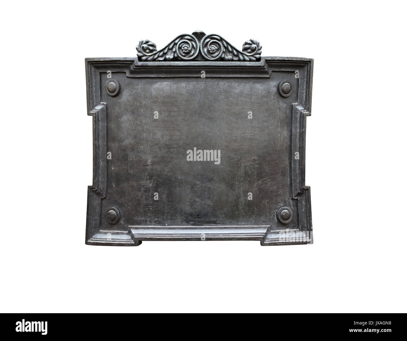 Blank old metal plaque isolated on white background Stock Photo - Alamy