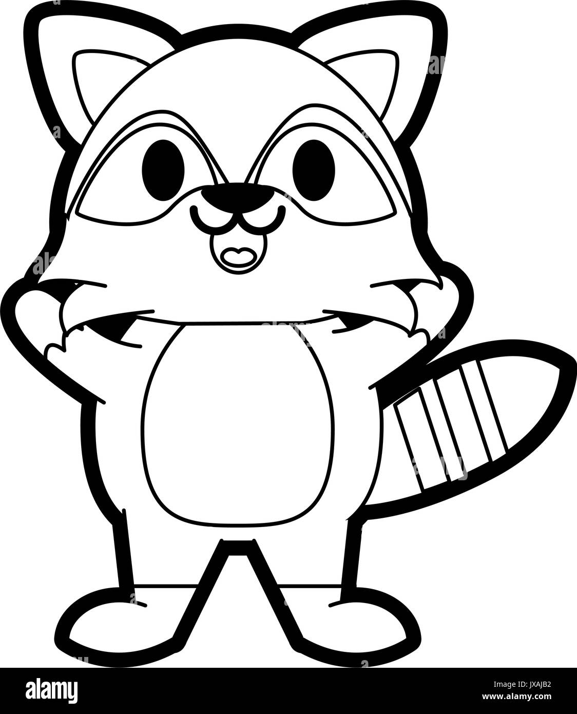 Line cute raccoon animal Black and White Stock Photos & Images - Alamy