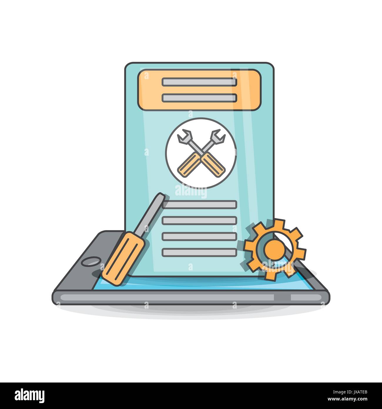 mobile repair with wrench and screwdriver tools vector illustration ...