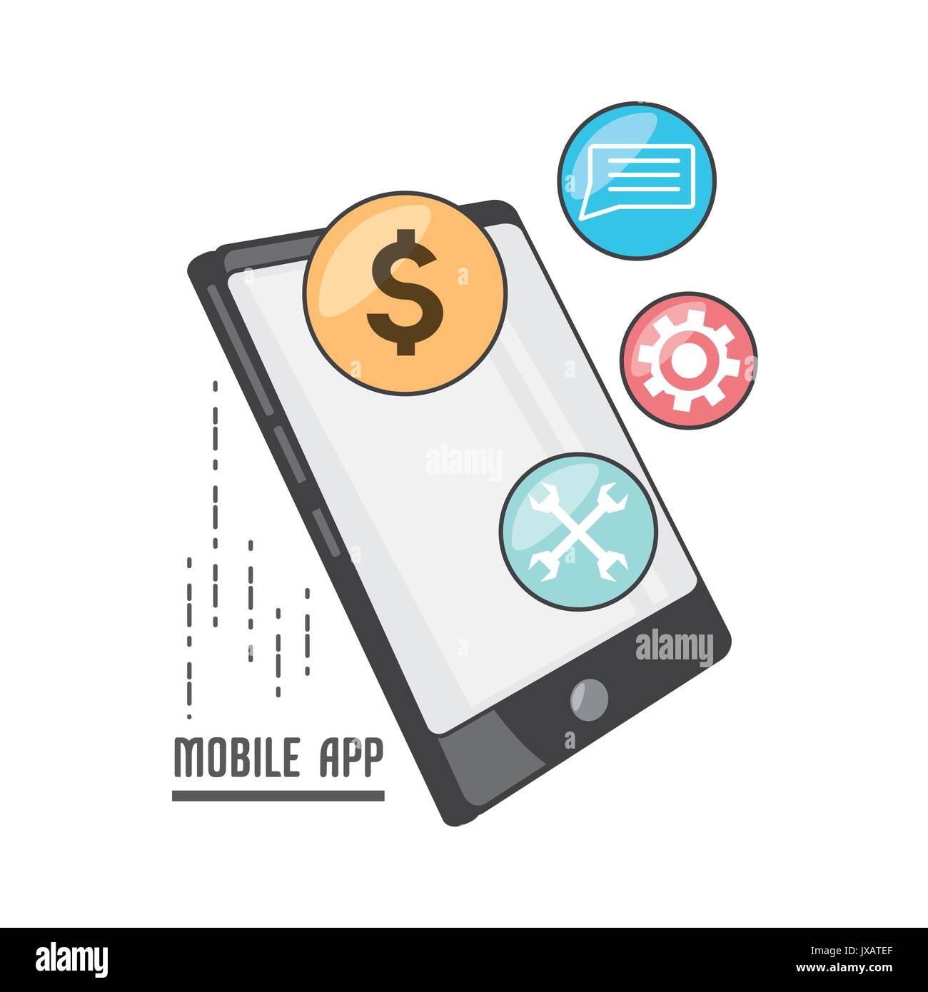 technology smartphone with touch screen apps vector illustration Stock ...