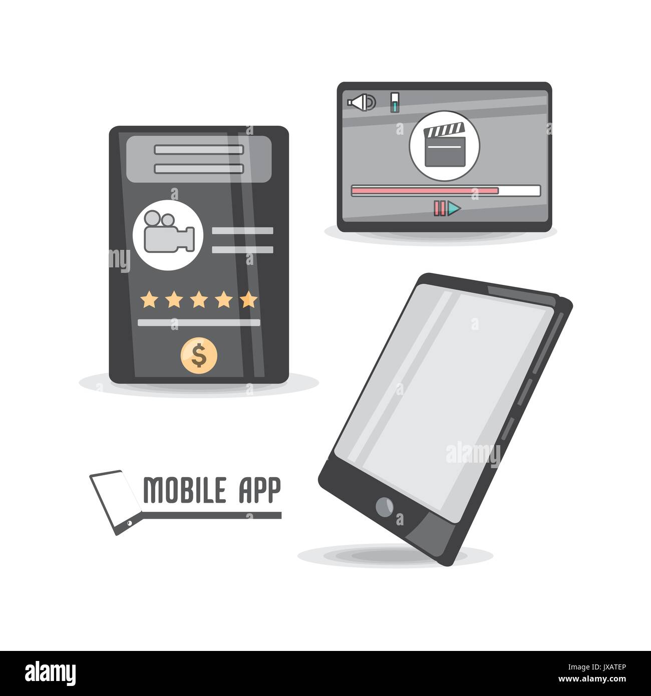 technology smartphone with touch screen apps vector illustration Stock ...
