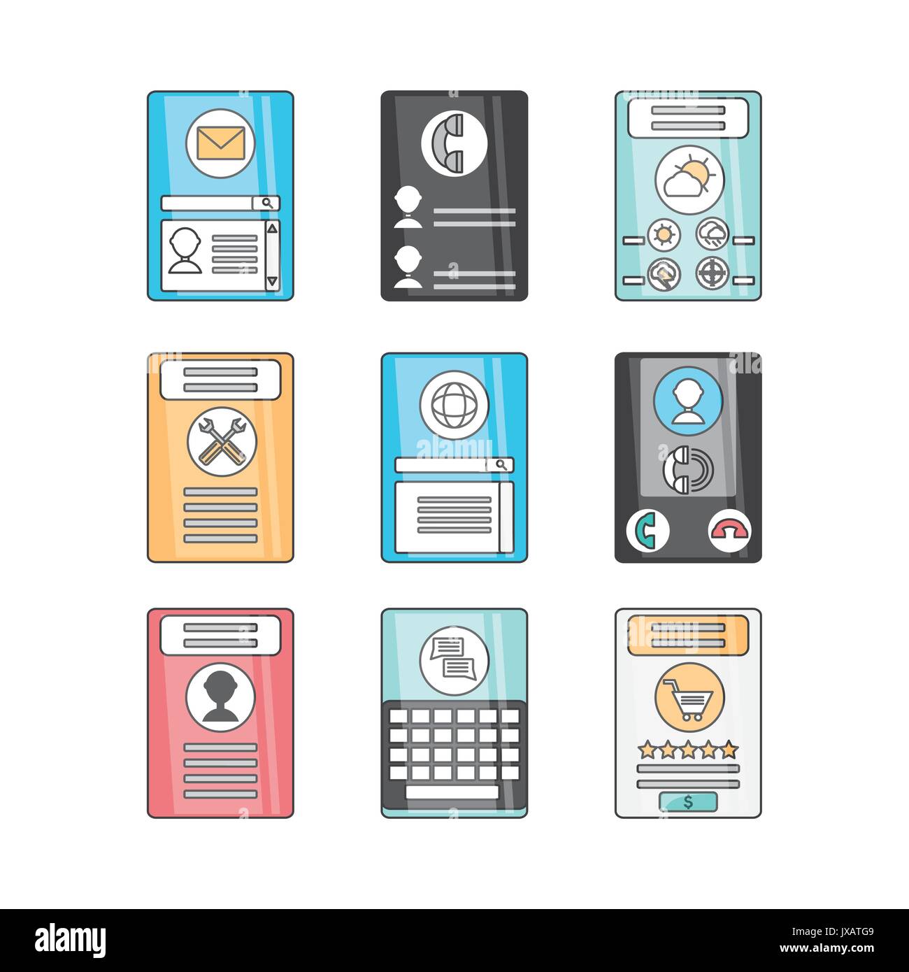 technology smartphone with touch screen apps vector illustration Stock ...
