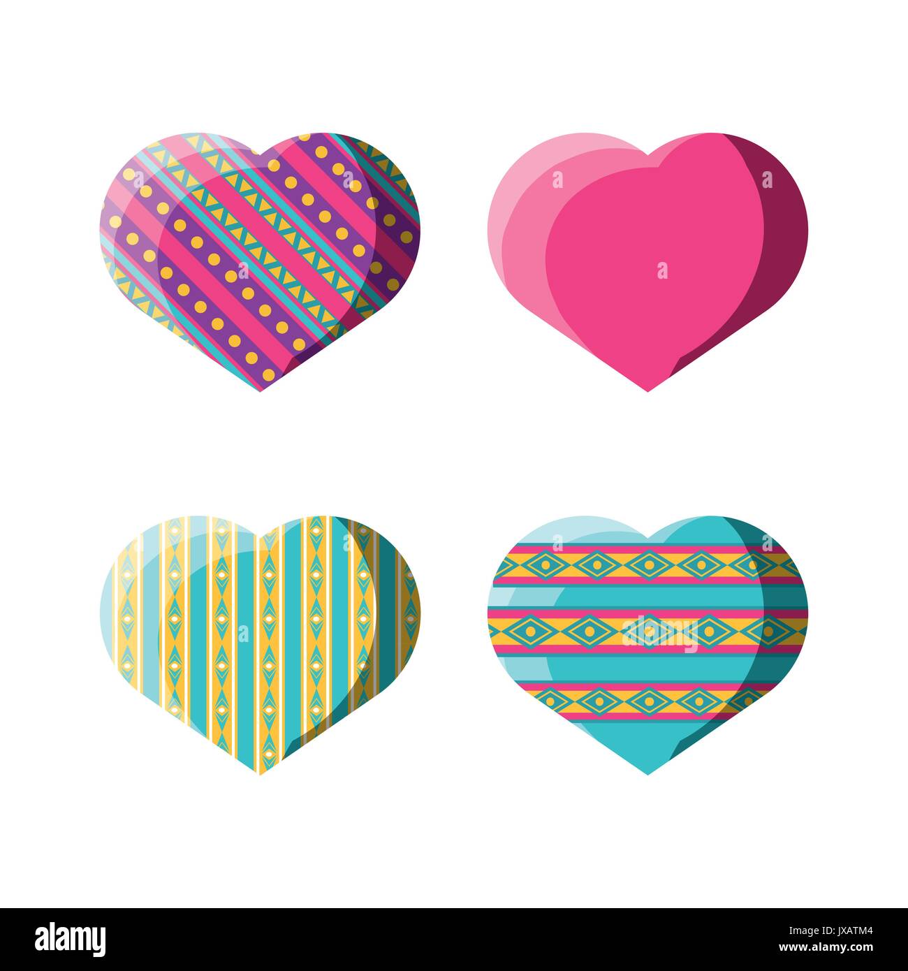 flat decoration heart with ornamental symbols vector illustration Stock ...