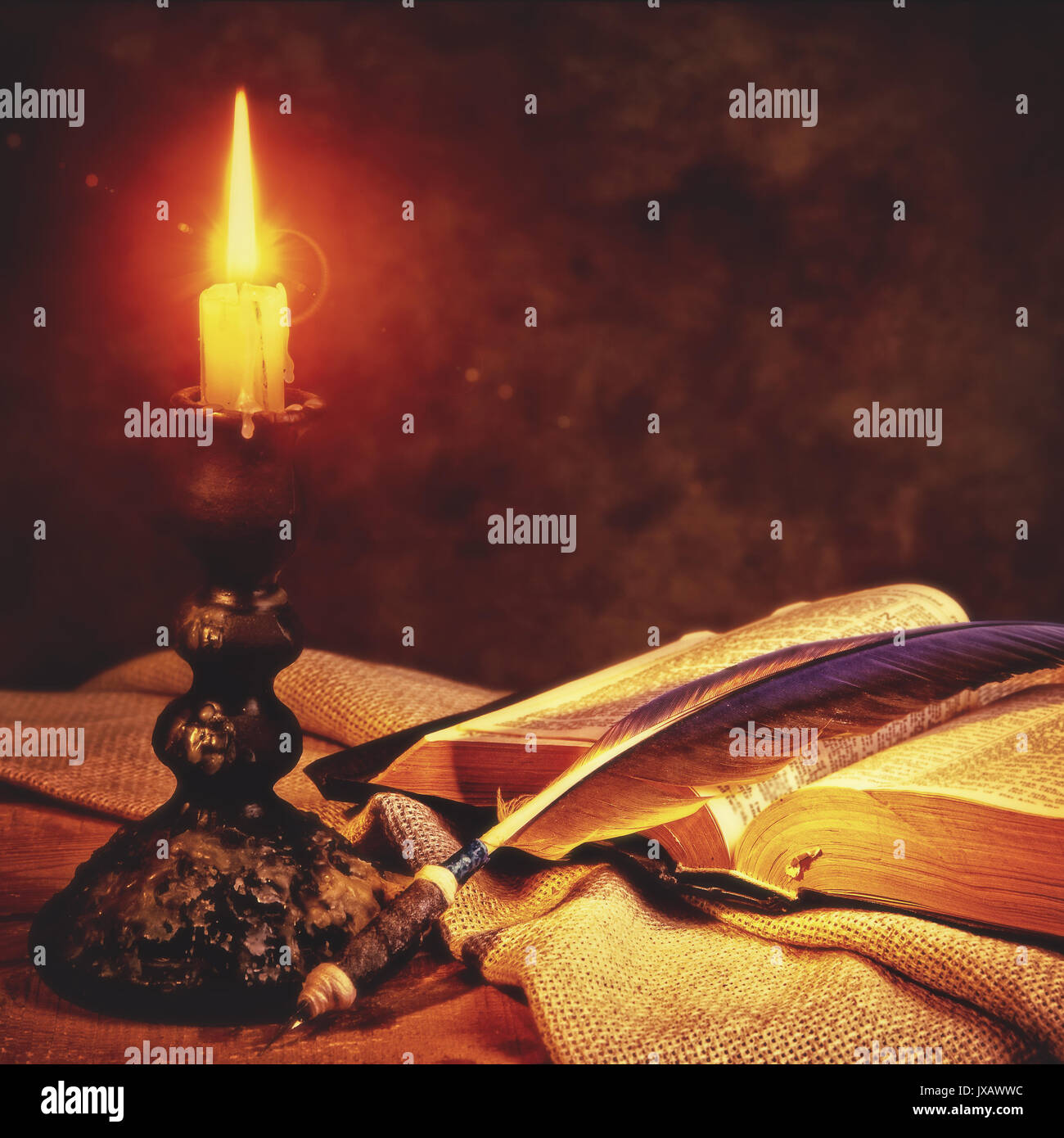 Fairy Tale. Old fashioned backgrounds with opened vintage book Stock ...