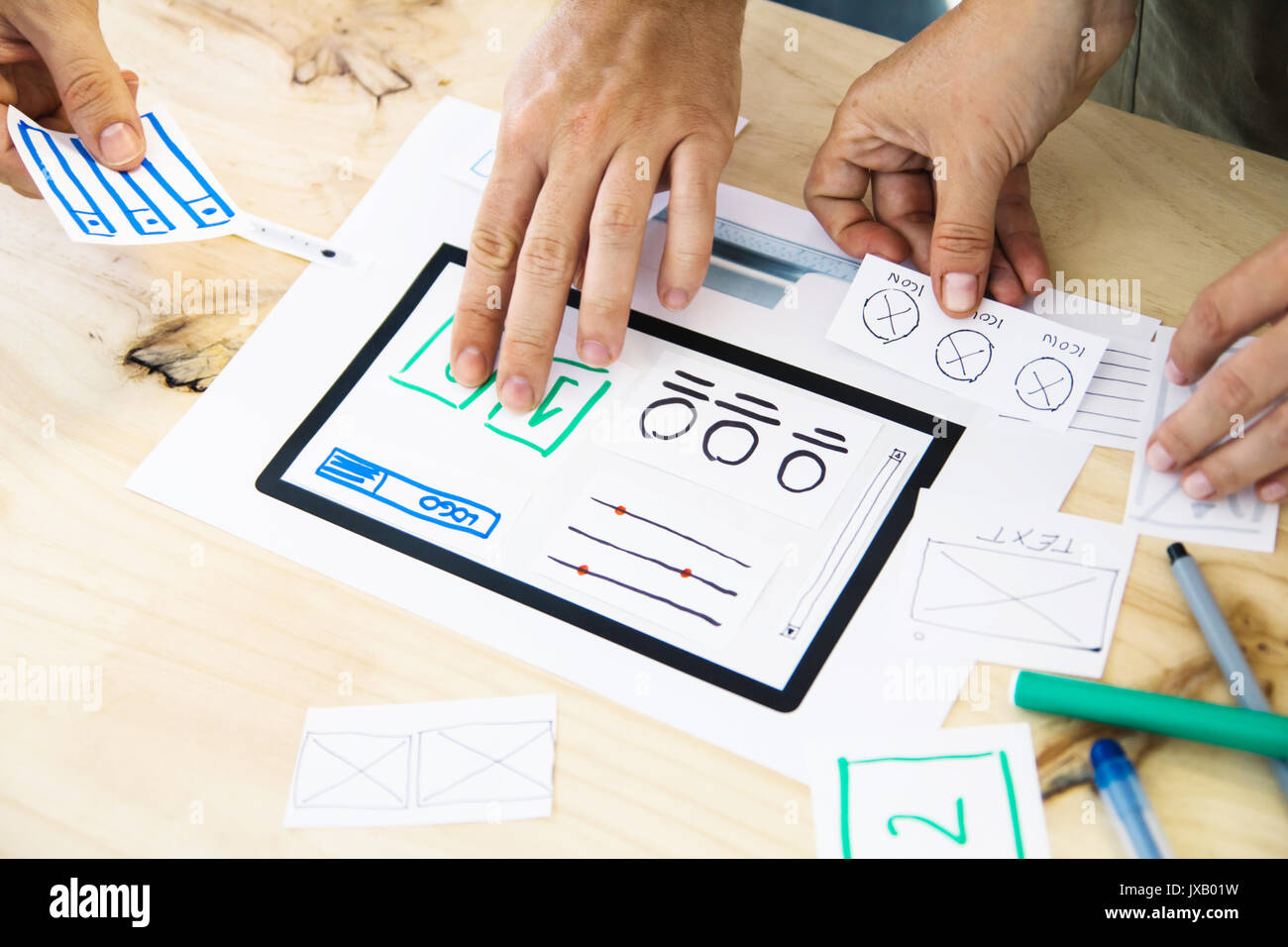 designing tablet app wireframe Stock Photo - Alamy