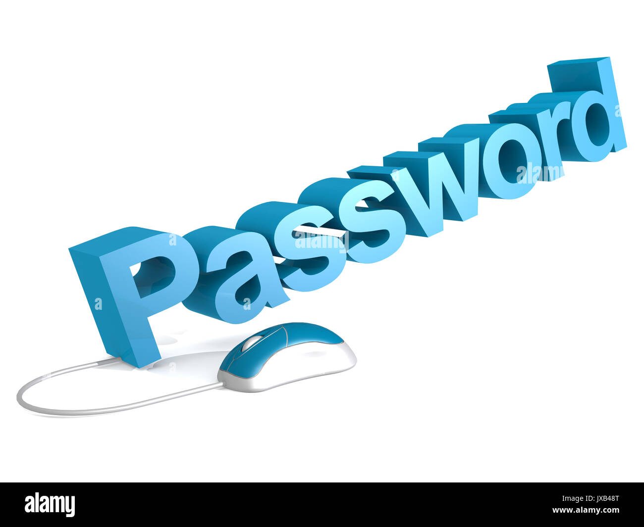 Password word with blue mouse, 3D rendering Stock Photo - Alamy