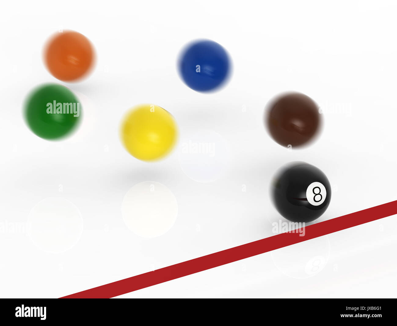 winner concept with eighth ball moving to finish line Stock Photo - Alamy
