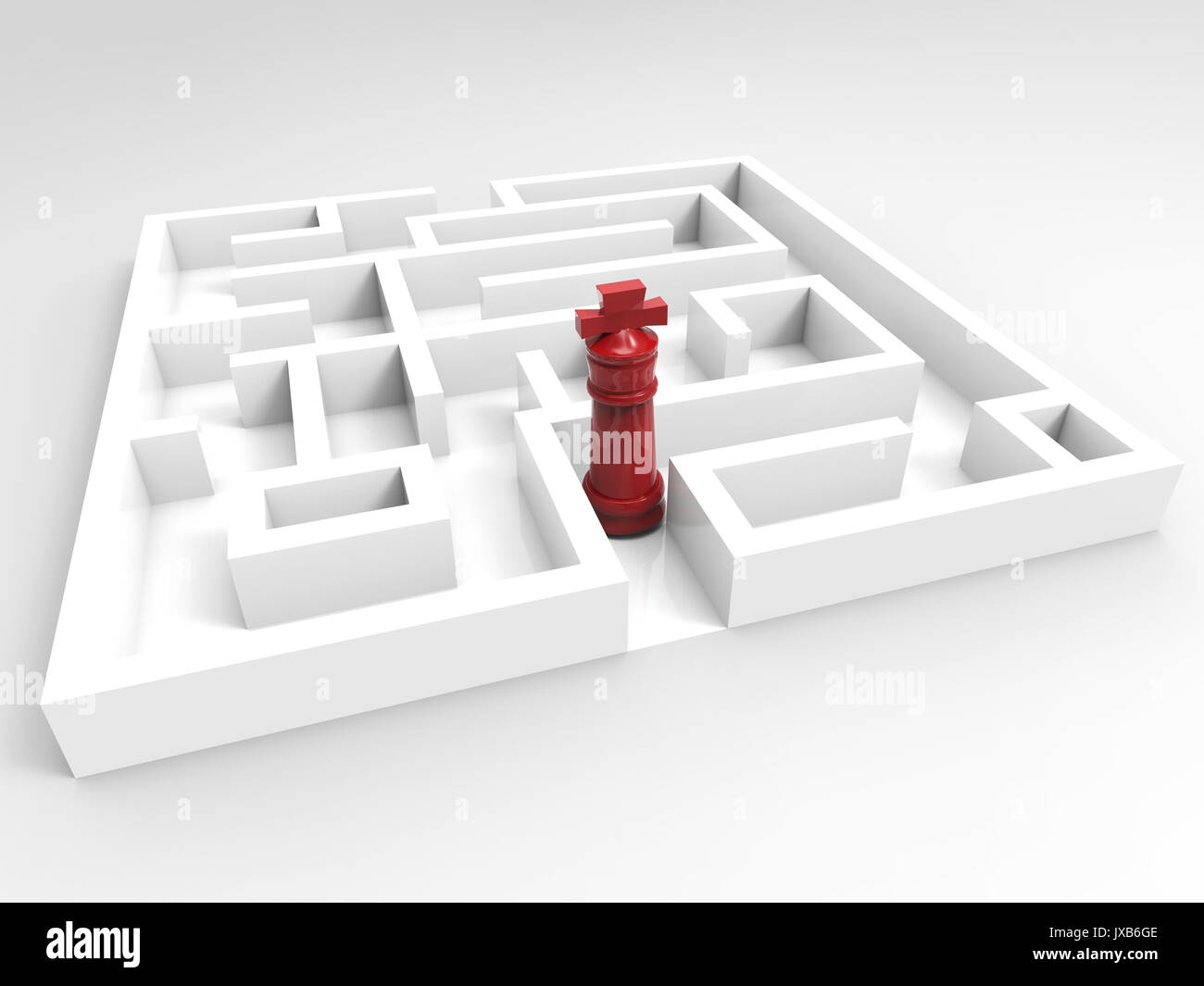 challenge concept with chess king in maze Stock Photo - Alamy