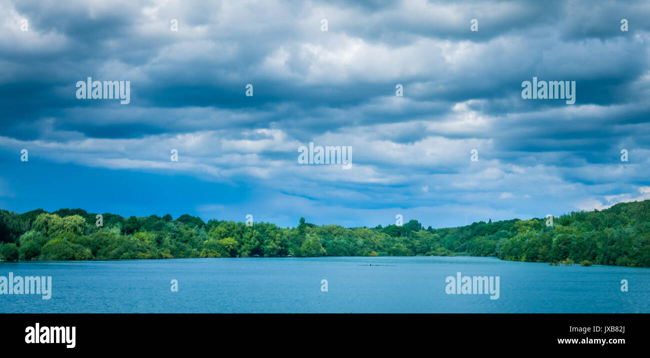 Ruislip Lido Lake on a cloudy and rainy day, London Stock Photo - Alamy