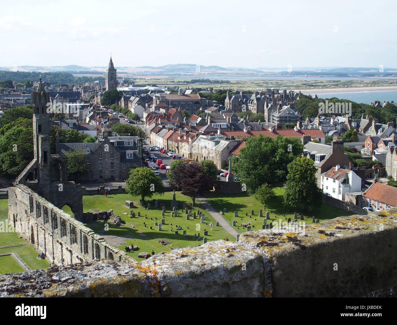 St Andrews city in Scotland with view on ruins of gothic cathedral ...