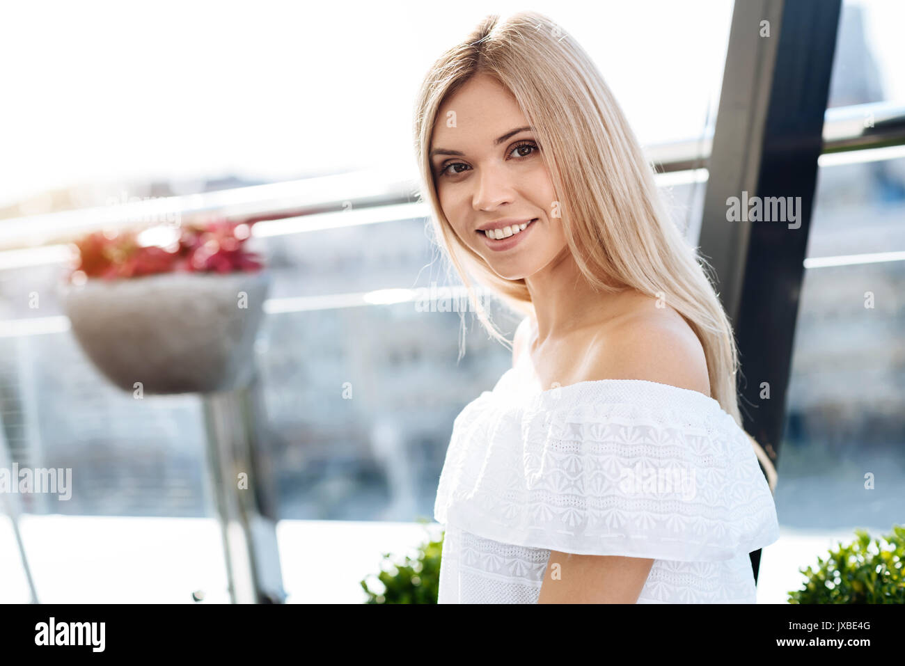 Nice pretty woman being in a great mood Stock Photo - Alamy