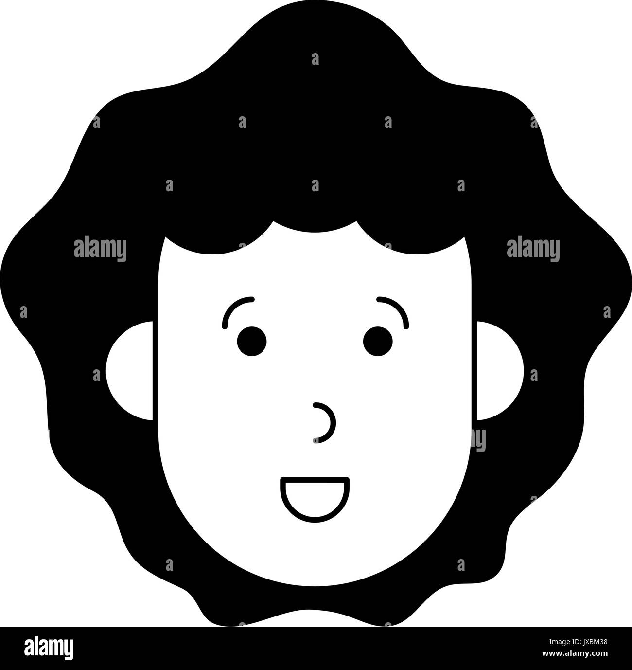 happy woman with big curly hair cartoon icon image Stock Vector Image ...