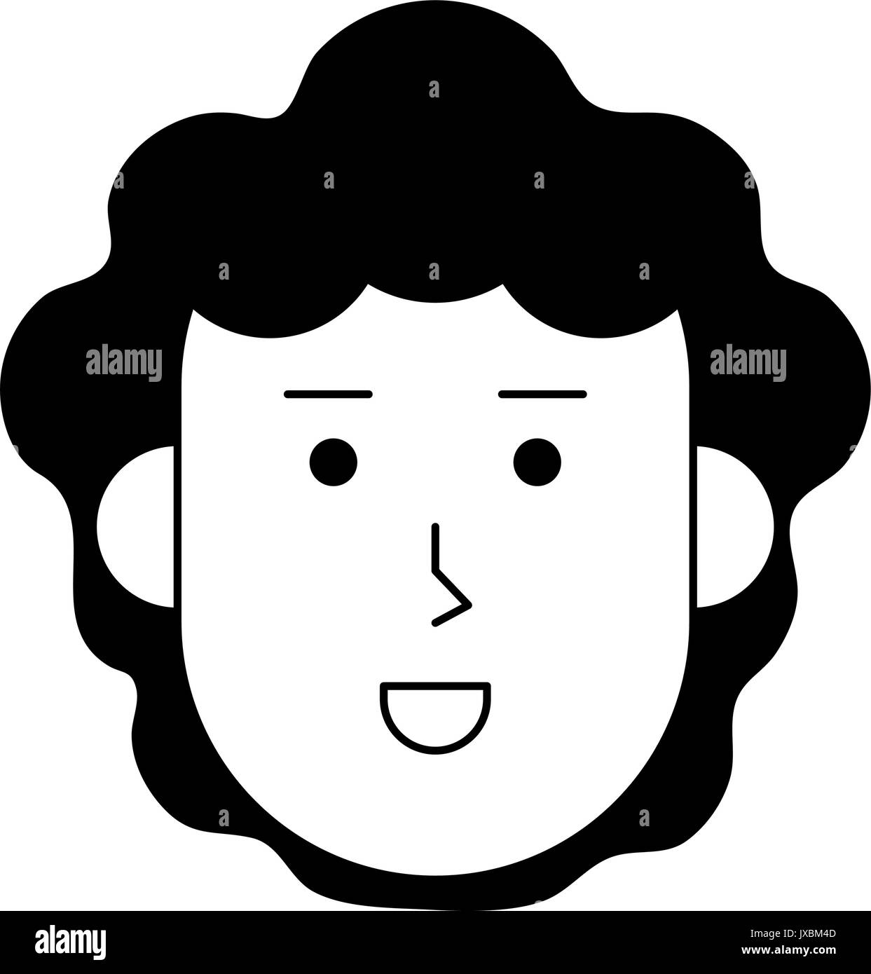 happy woman with big curly hair cartoon icon image Stock Vector Image ...