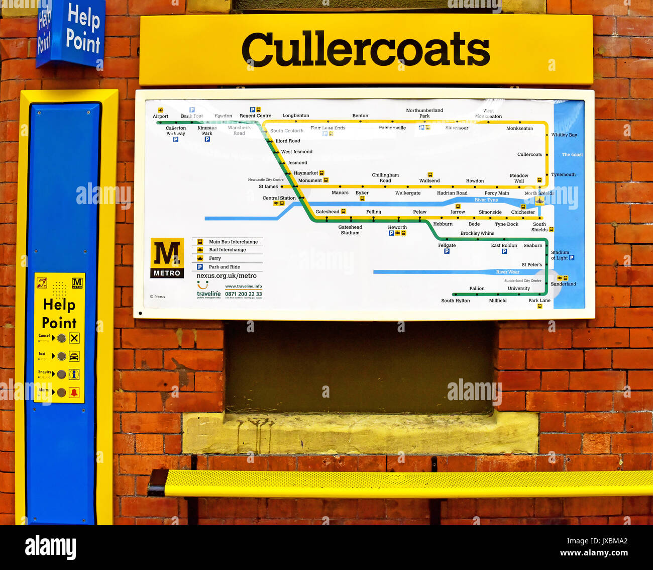 Cullercoats Metro station Metro map and information Stock Photo - Alamy
