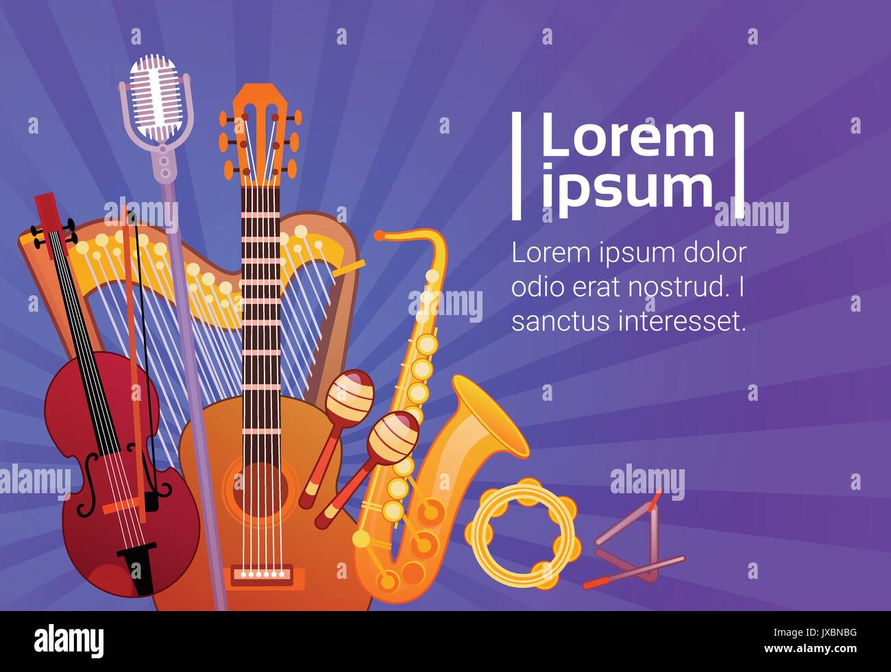 Music Instruments Set Banner With Copy Space Musical Concept Stock ...