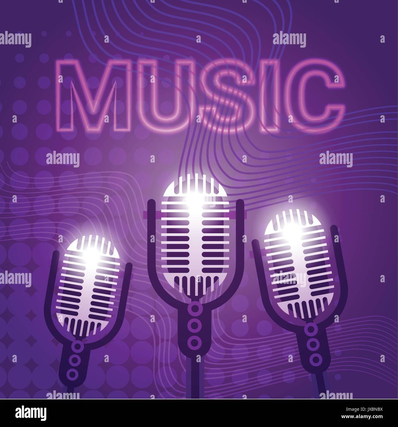 Live Music Microphone Banner Colorful Pop Art Style Modern Musical ...